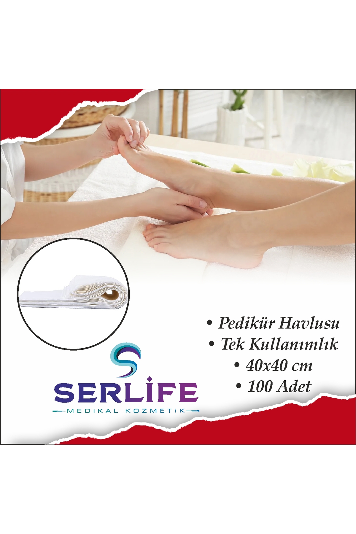 SERLİFE 40X40 100 ADET 1 PAKET DÖKME TEK KULLANIMLIK PEDİKÜR HAVLU ...