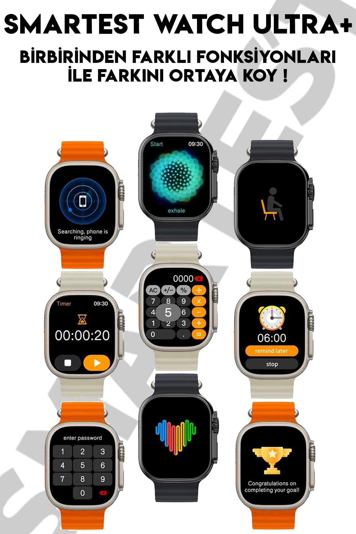 SMARTEST Akıllı Saat Watch Ultra+49mm Bluetooth Kulaklık 7 Kordon Kasa ...