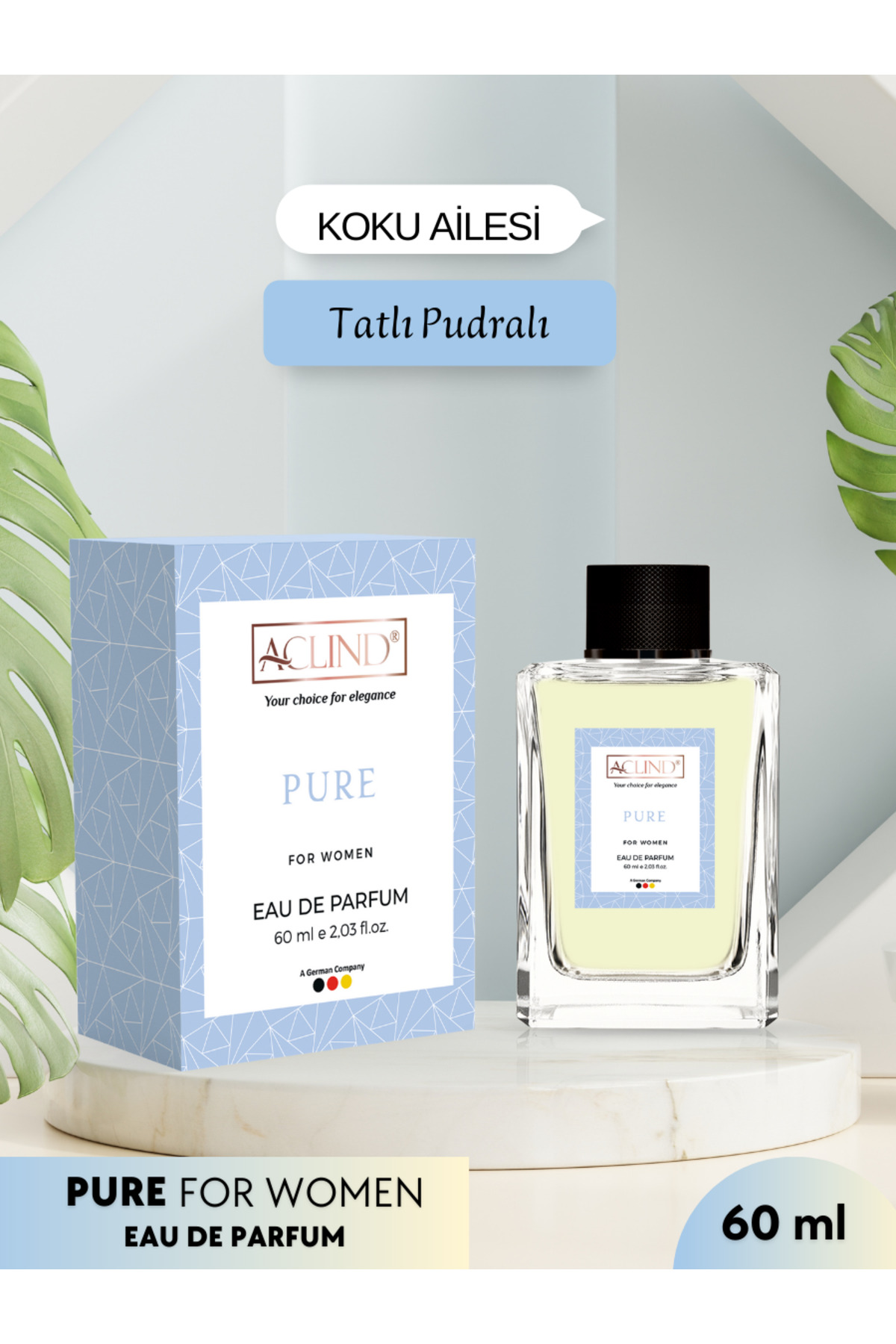 Aclind Pure For Women 60 ml Eau De Parfum | Kadınlar Için Tatlı Pudralı ...