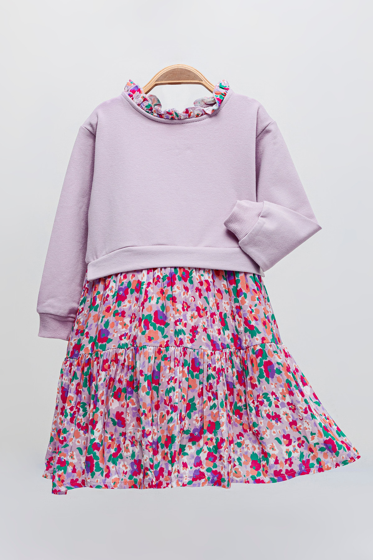 Tuffy Kids KIZ ÇOCUK ETEĞİ ÇİÇEKLİ YAKA DETAYLI ELBİSE 2-5 YAŞ Fiyatı ...