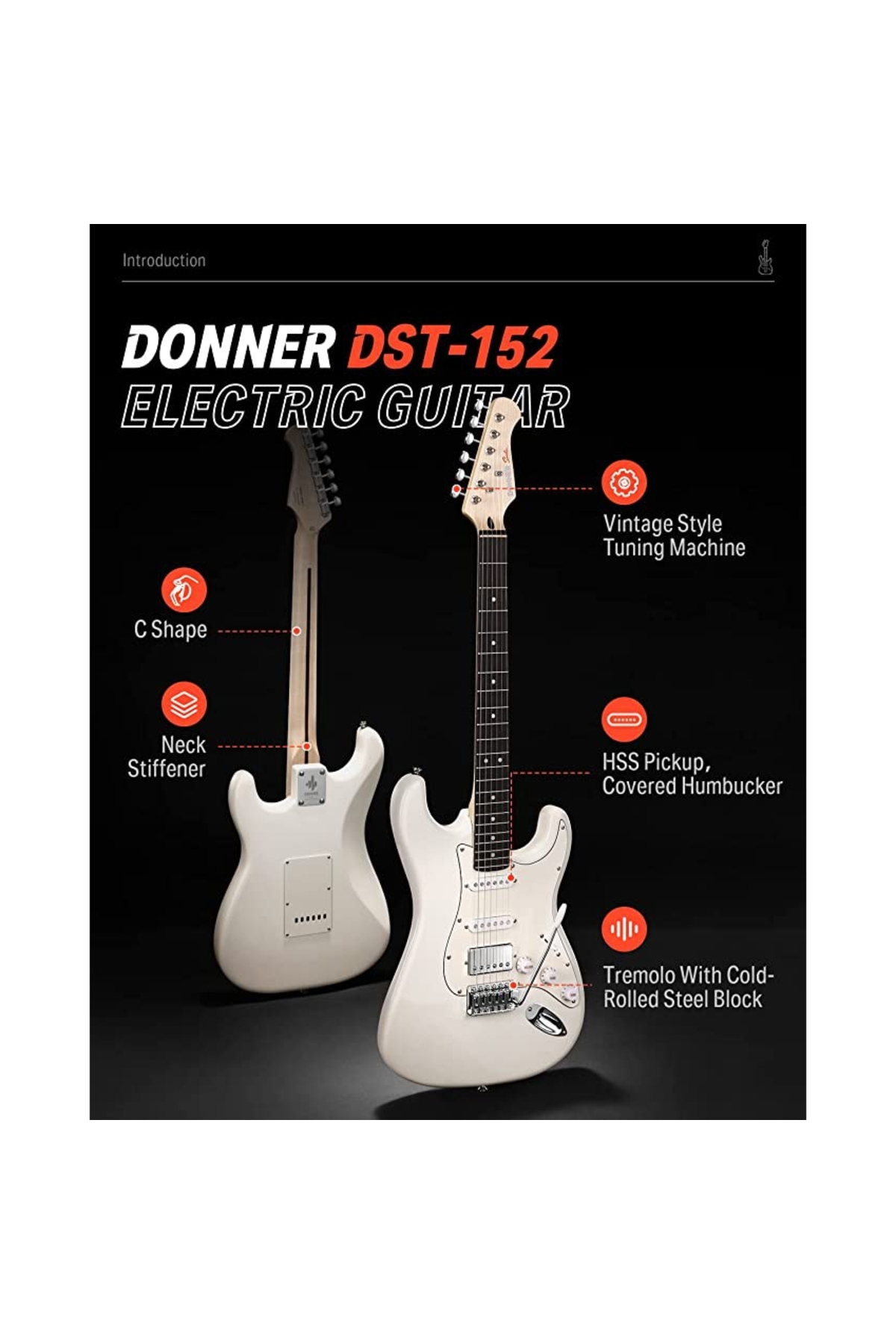 Donner DST-152 Full-Size ST Elektro Gitar Seti (Beyaz) Fiyatı ...