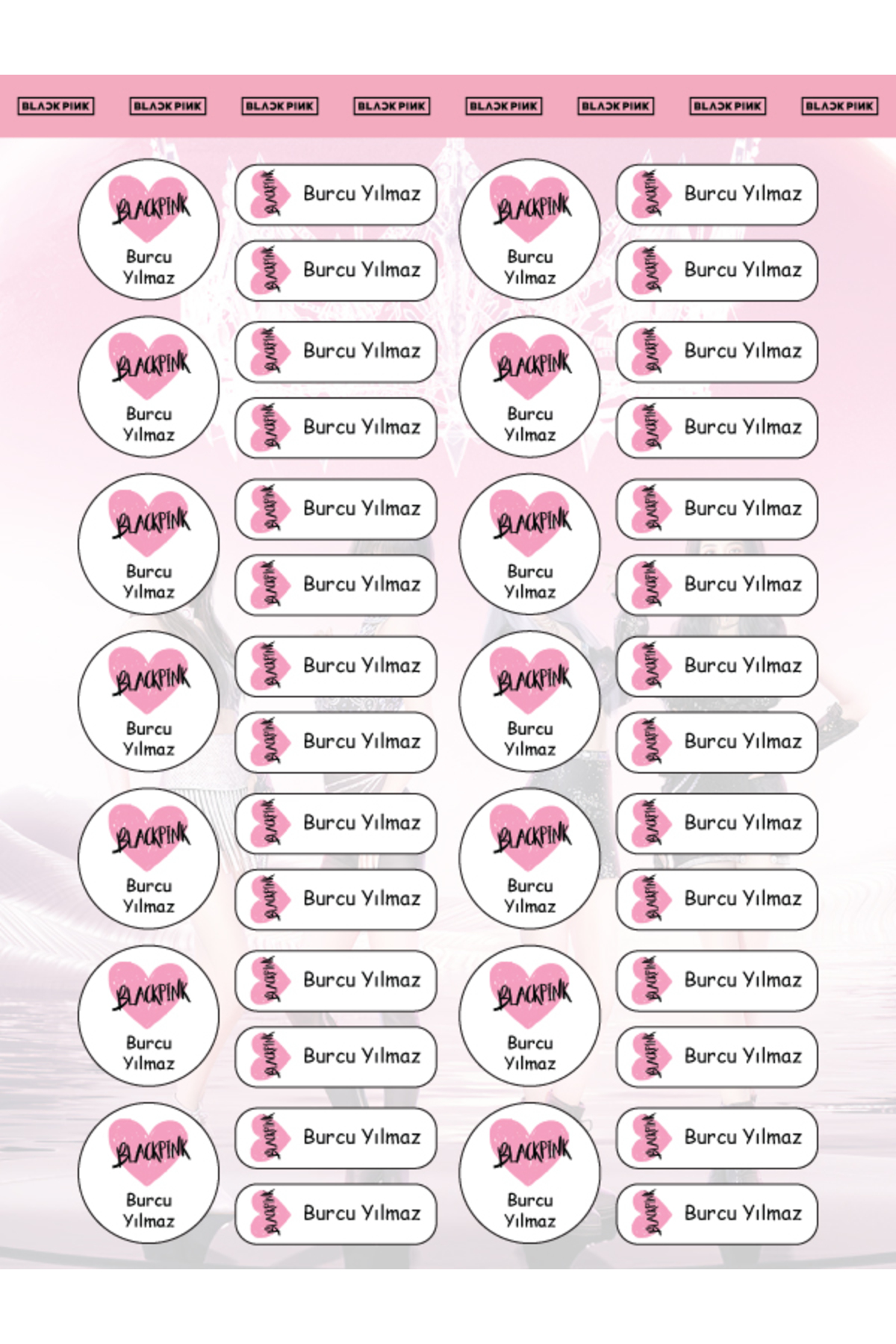 cakaybu 111 Adet BlackPink Okul Etiket Seti Kalem,Matara,Kalem kutusu ...