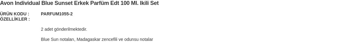 Avon Individual Blue Sunset Erkek Parfüm Edt 100 Ml. İkili Set Fiyatı ...