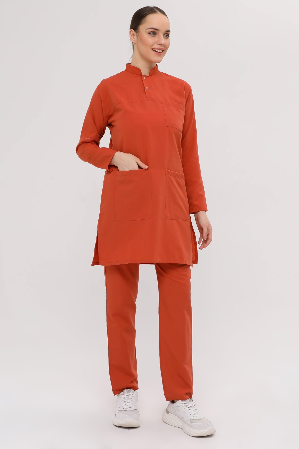 Medinila Nova 2 Çıt Çıtlı Tesettür Kiremit Rengi Likrasız Terikoton ...