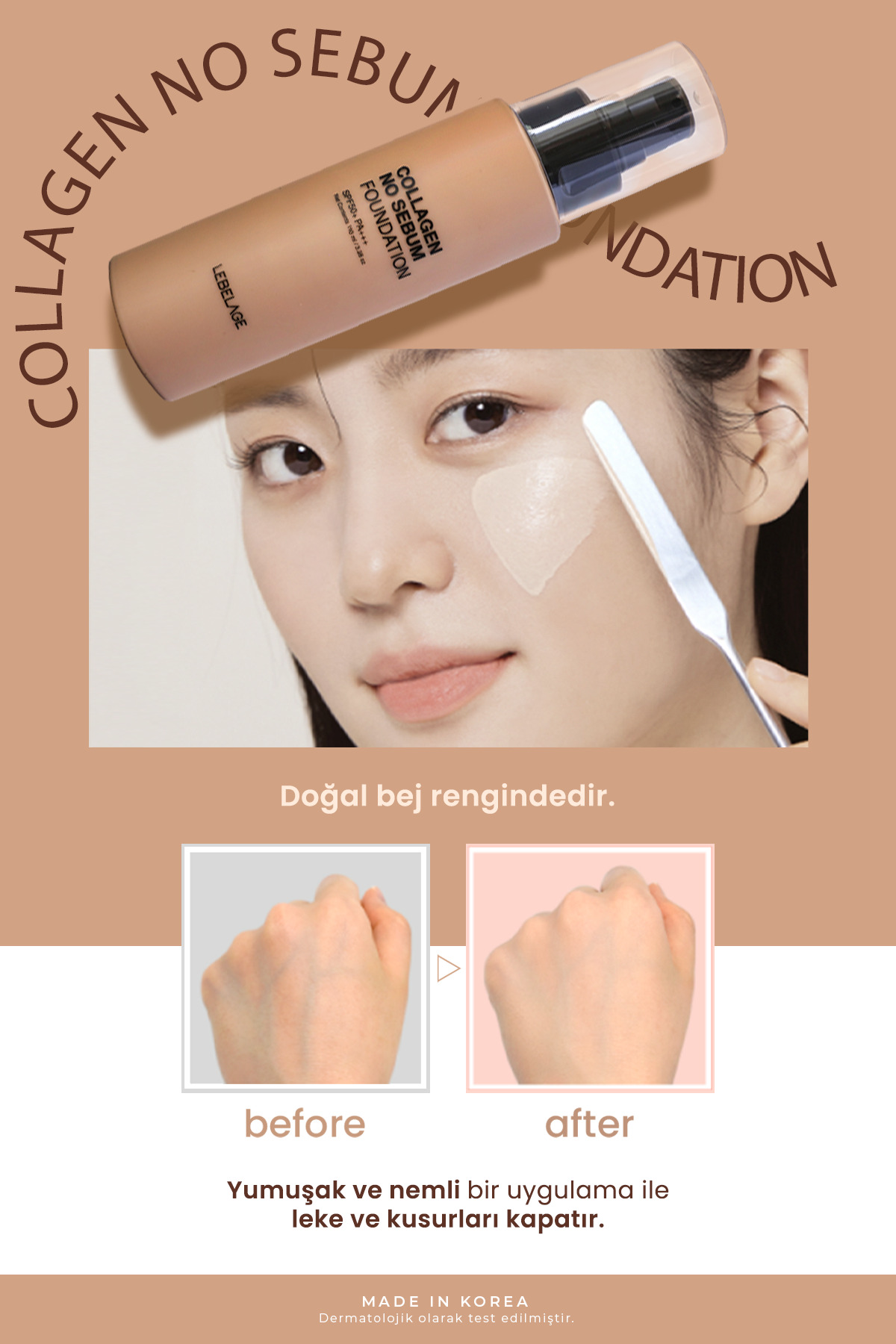 LEBELAGE Yağlı ve Karma Ciltler İçin Fondöten SPF 50+ PA +++ LEBELAGE ...