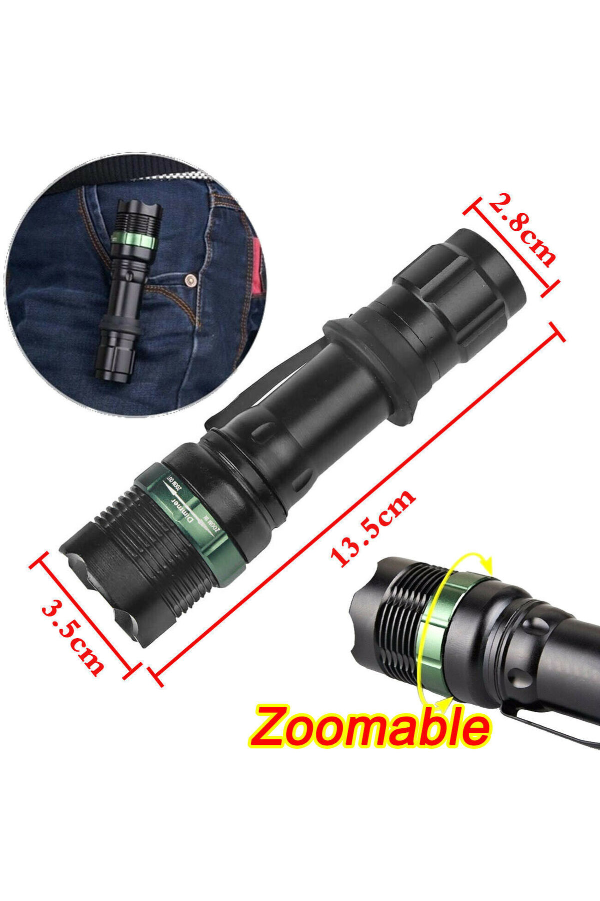 TAREZ KM-109 Metal Zoom El Feneri T6 LED 3000 Lümen Fiyatı, Yorumları ...