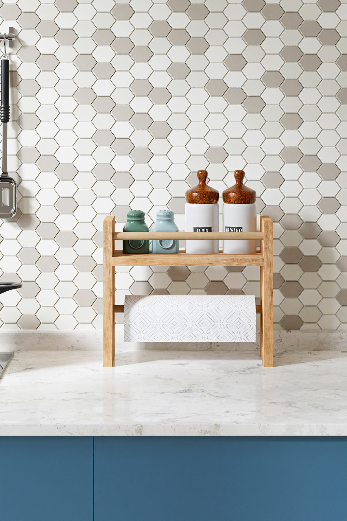 interGO Rulo Havlu Takılabilir Baharatlık Standı Tezgah Üstü Düzenleyici Ahşap Raf - Atlantik ...