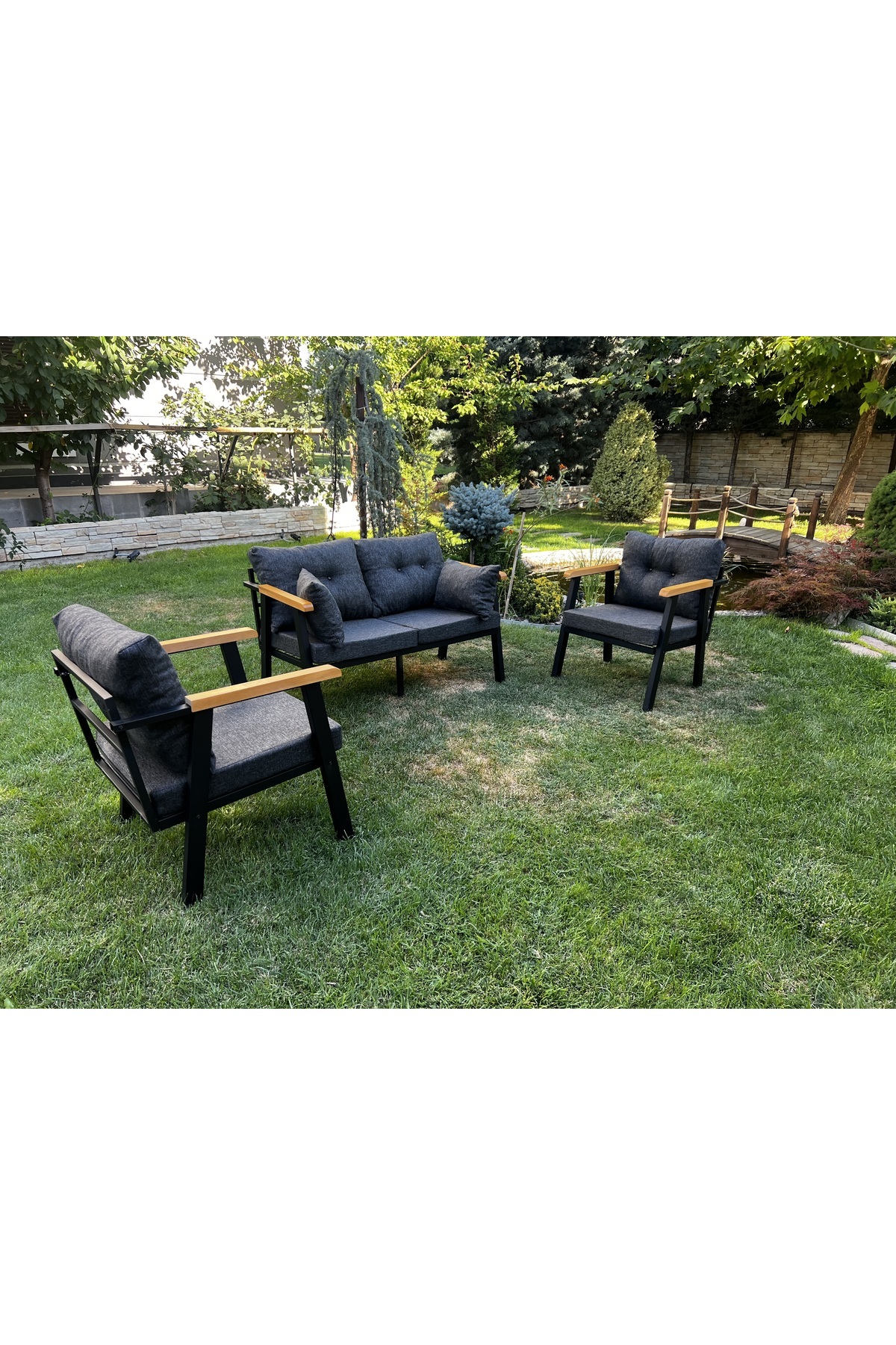 Kırlenta ERCİYES 2+1+1 ANTRASİT BAHÇE TAKIMI BAHÇE MOBİLYASI Fiyatı ...