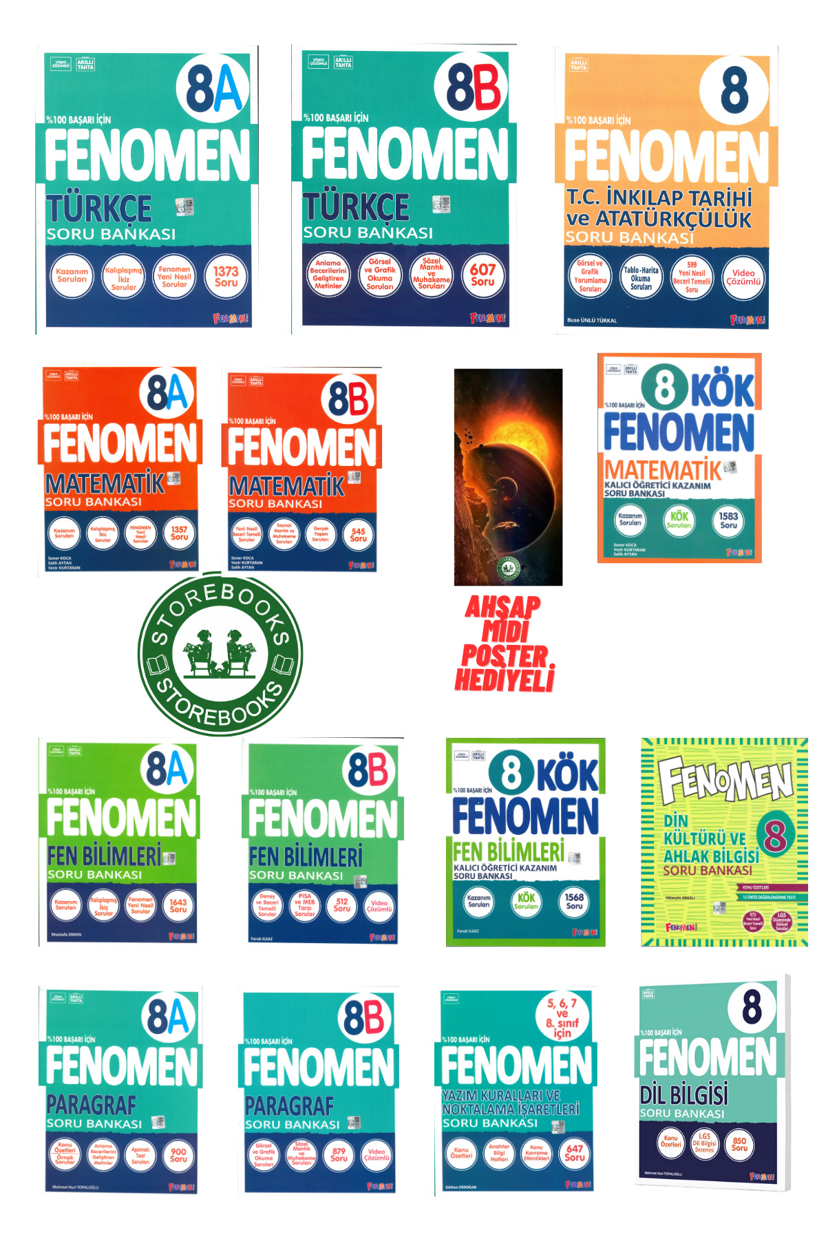 Fenomen Yayıncılık 8.Sınıf Tüm Dersler Soru Bankası Seti Ahşap Poster ...