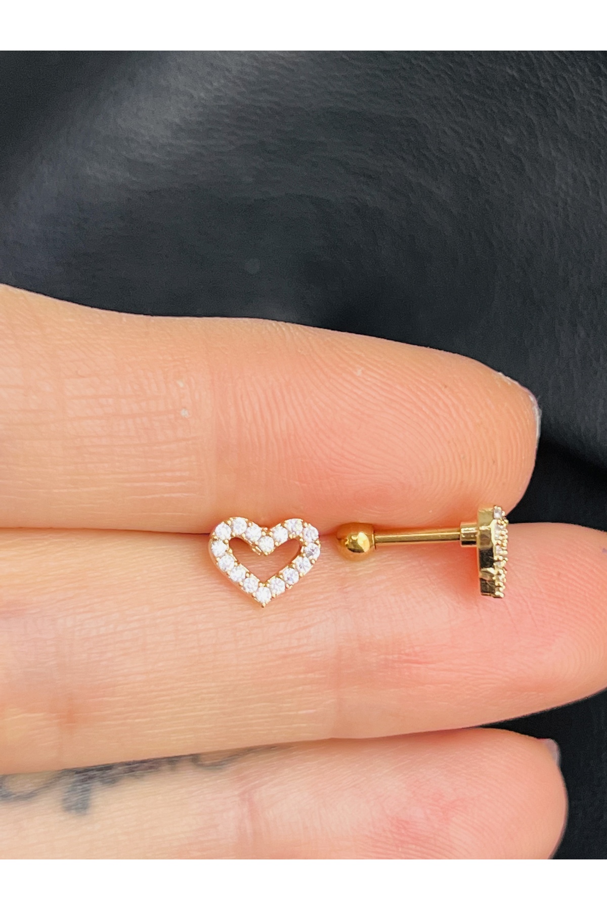 BY DİLEK ÇETİN ACCESSORY Çelik Kalp Figürlü Kıkırdak Helix Tragus ...