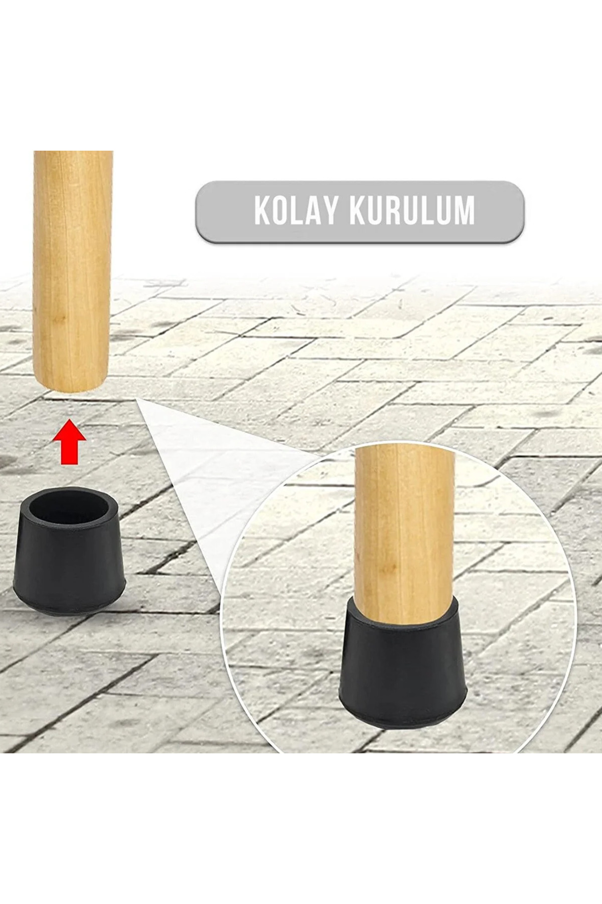 Kacar Home 20 Adet Siyah 21 Mm Pvc Sandalye Profil Ayak Pabucu Sessiz ...