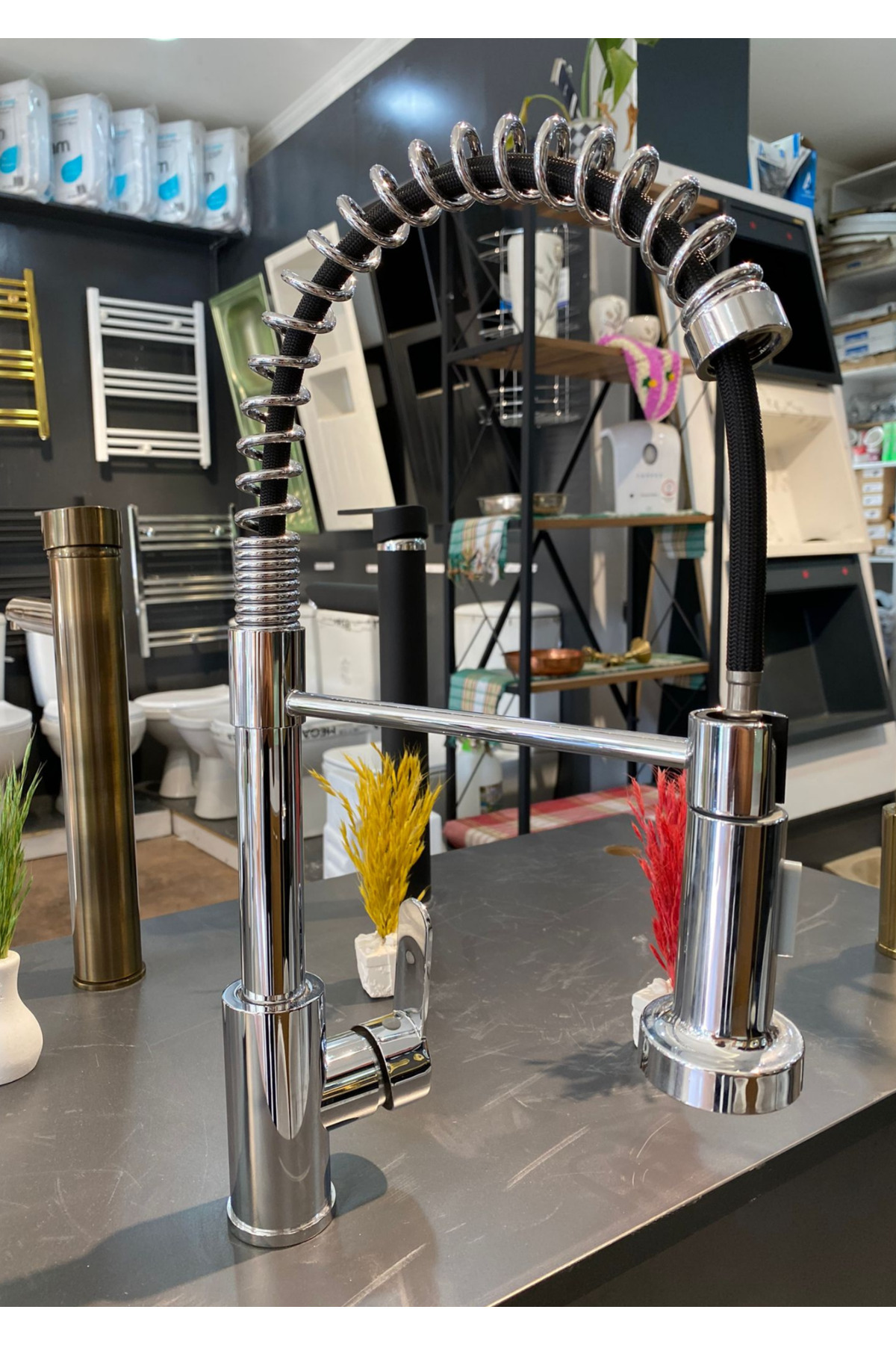 FLEKO Krom Fonksiyonlu Endüstriyel Eviye Bataryası Mutfak Musluğu ...