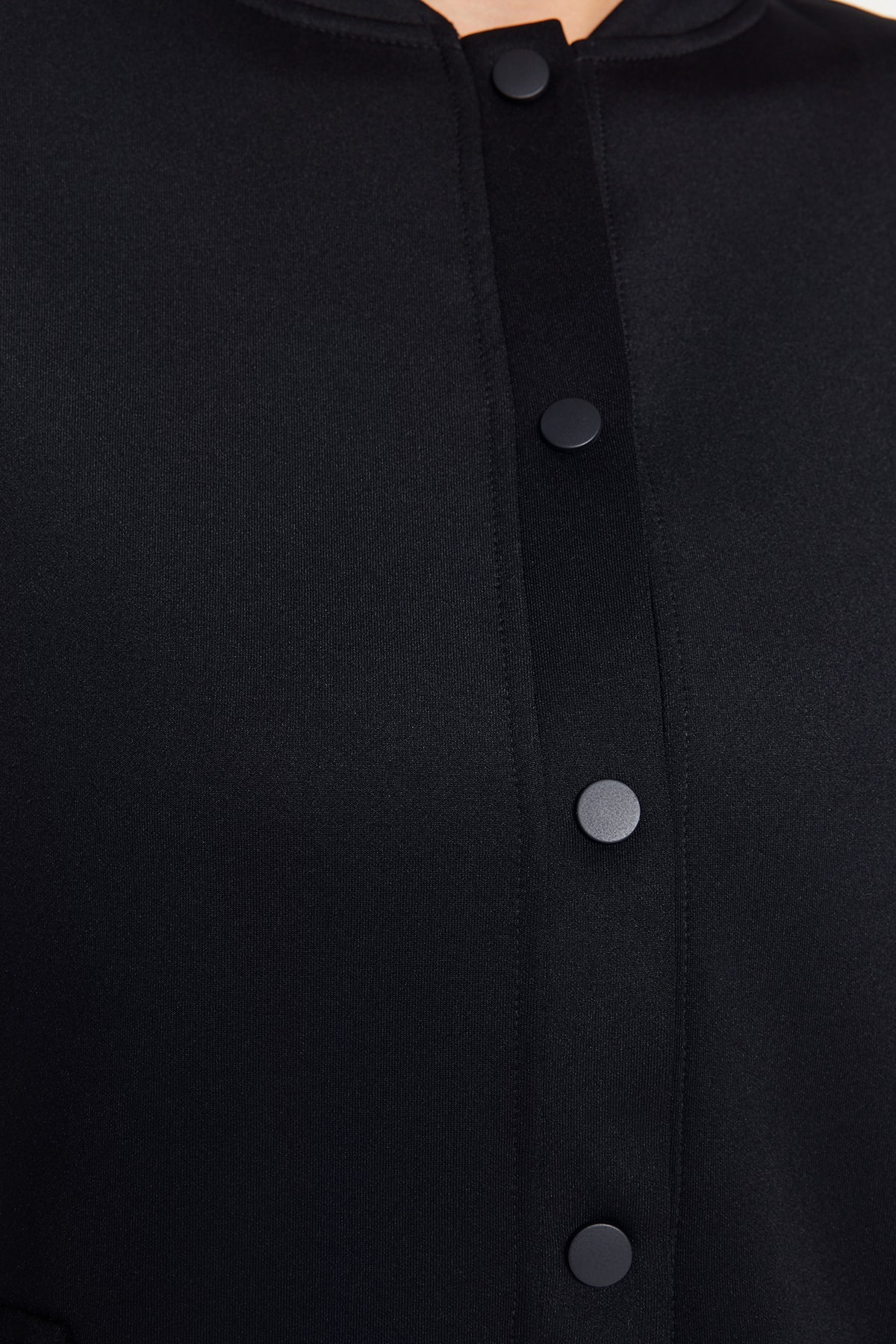 Trendyol Collection Navy Blue Pocket Detailed Snap Button Scuba Knitted ...