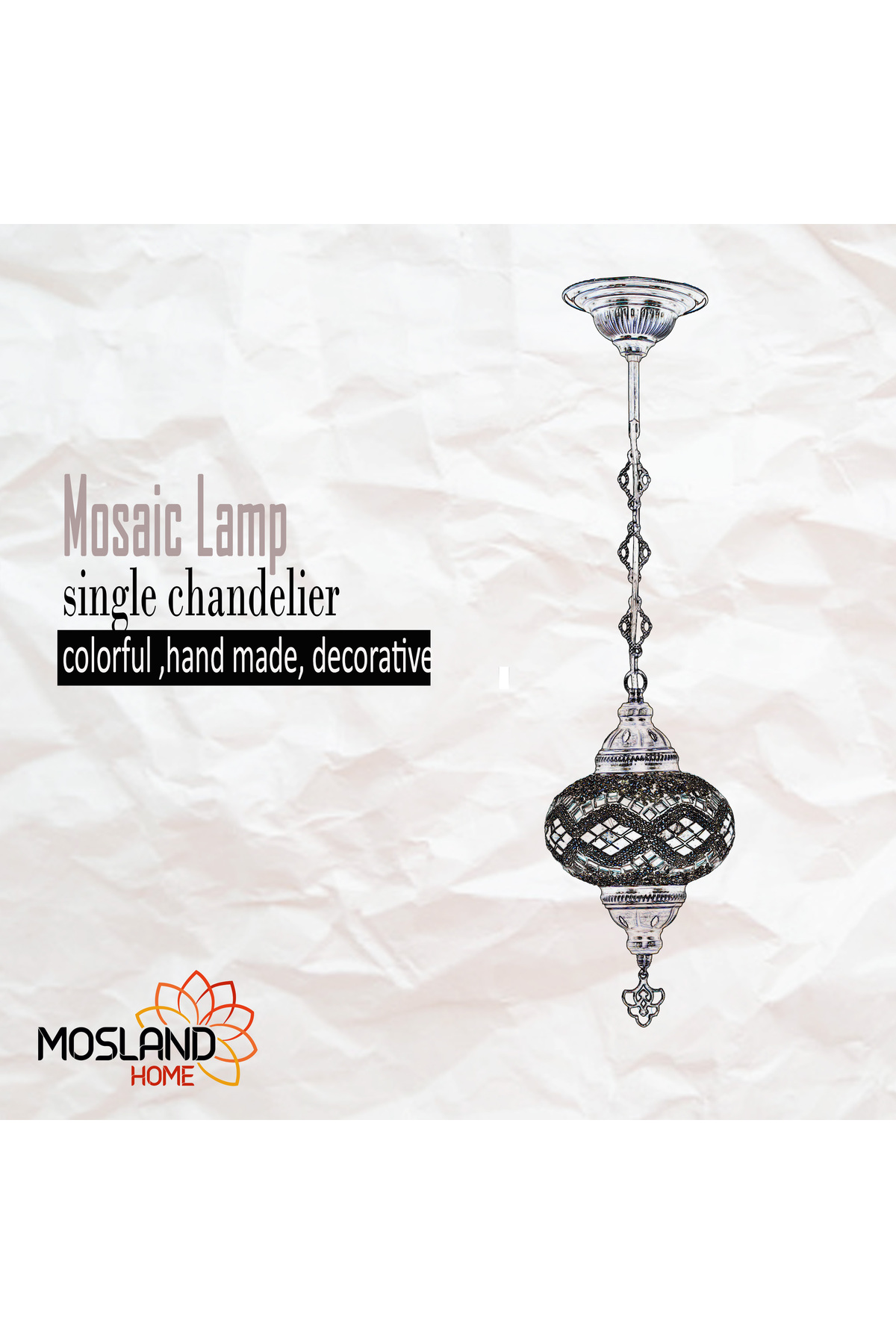 mosland home Dekoratif Osmanlı Fas Lambası Mozaik Avize Tekli Sarkıt ...