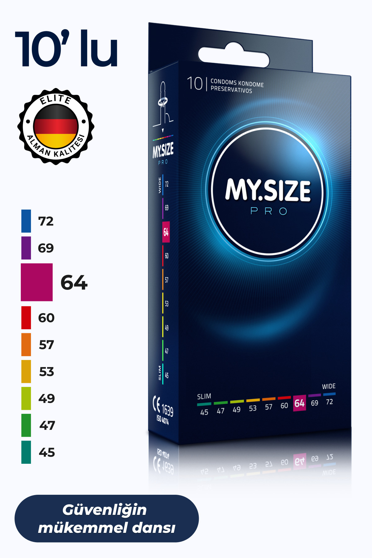 Mysize PRO Prezervatif - Alman Kalitesi - Ultra Ince - 10'lu - 64 Beden ...