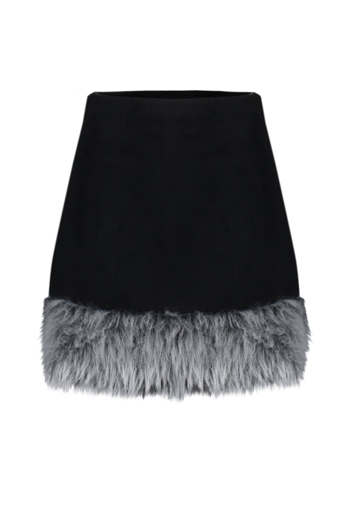 Trendyolmilla Limited Edition Siyah Etek Ucu Peluş Detaylı Süper Mini ...