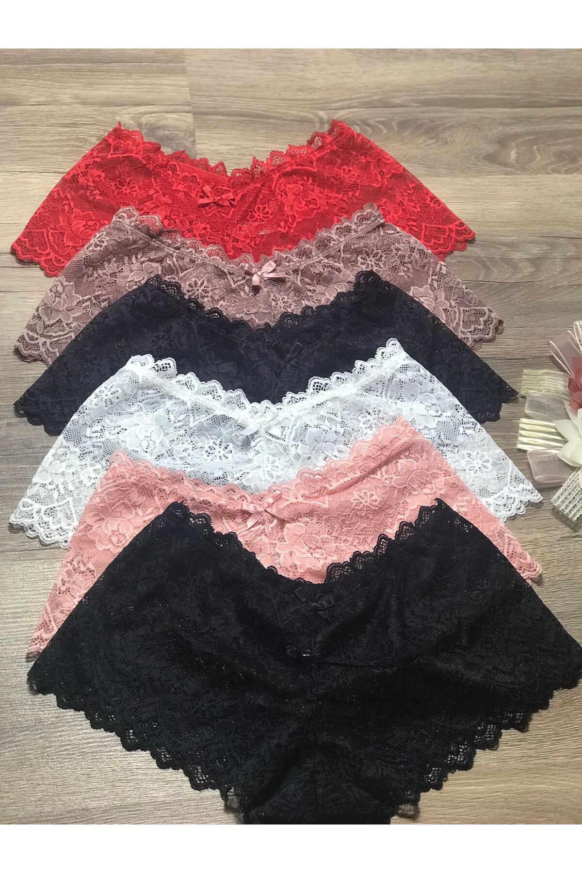 Marketloji 10 Adet Renk Dantelli Şort Kilot ( Güpürlü Renkler : Beyaz ...
