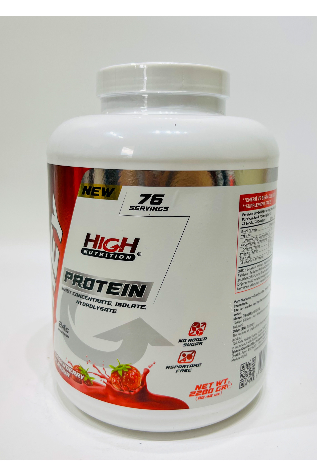 High Nutrition Whey Protein Tozu 2280 Gr Çilek Aromalı Protein Tozu 24 ...