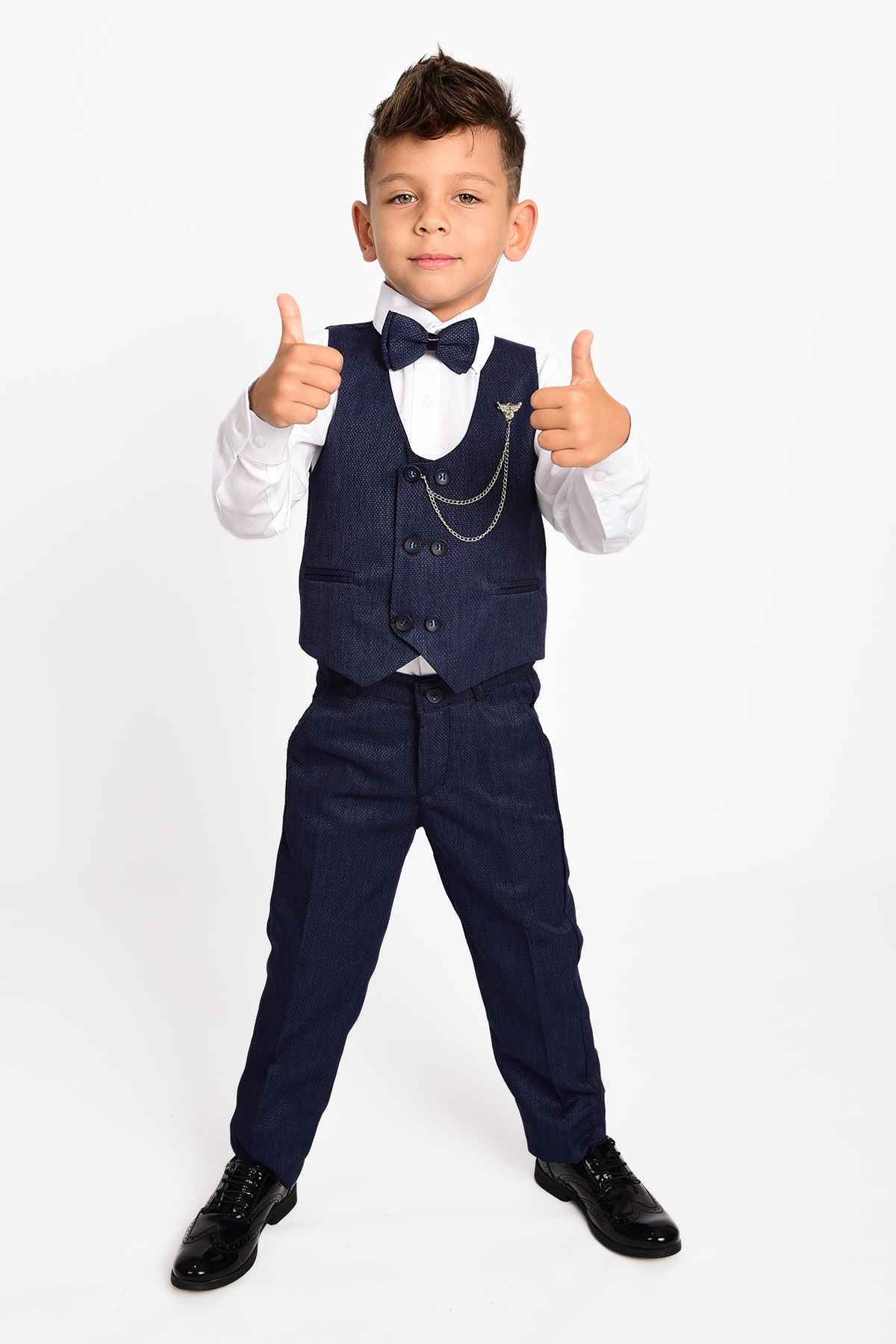 Merdia Kids Erkek Çocuk Smokin Takım Elbise 6 Düğmeli Yelekli Papyonlu ...