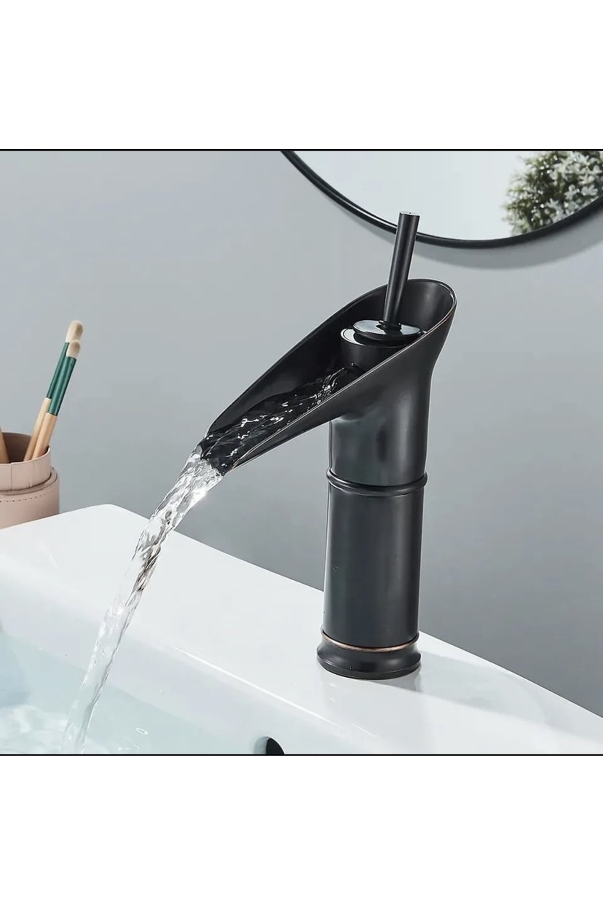 İSAOĞLU YAPI Siyah Lavabo Bataryası Şelale Akışlı Musluk Banyo ...