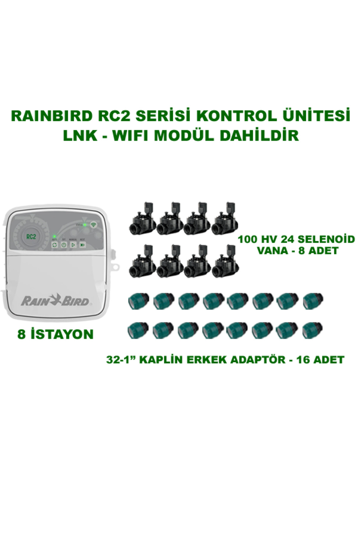 Rainbird Rc2-8 İstasyon İç Mekan Kontrol Ünitesi 100 HV Selenoid Vanalı ...