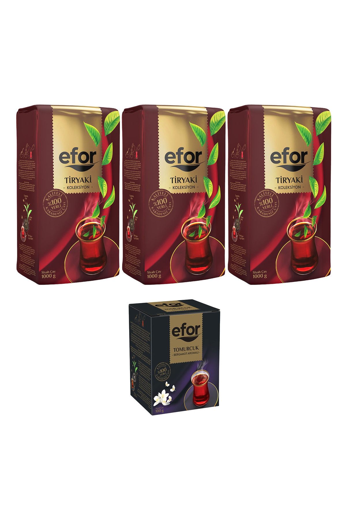 EFOR ÇAY Efor Tiryaki Siyah Dökme Çay 1.000gr X 3 Adet + Tomurcuk ...
