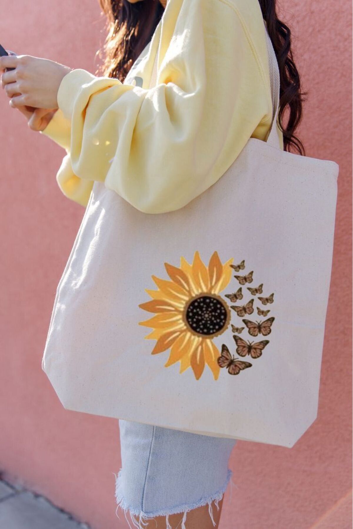 Dibara Papatya Ve Kelebek Baskılı Ham Bez Canta Fiyatı, Yorumları ...