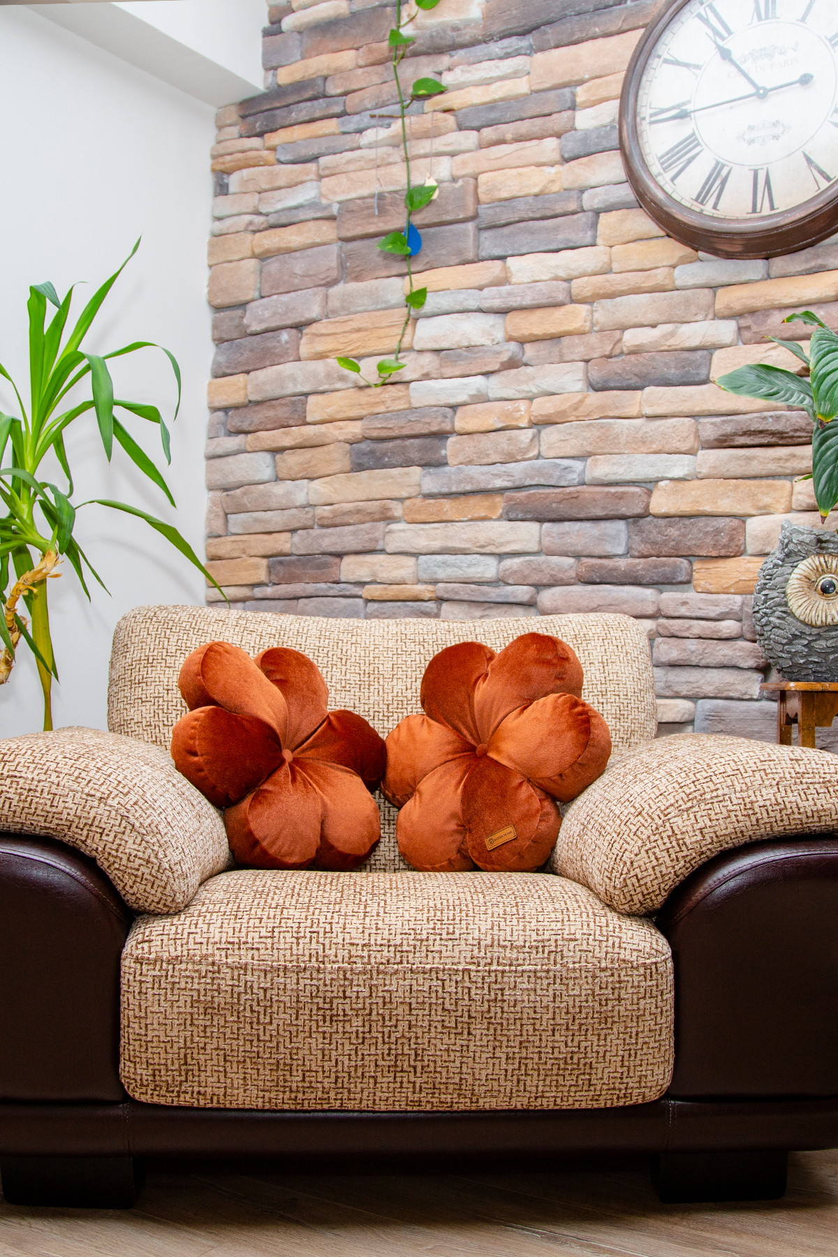 Rayda Home Dekoratif 2 Adet Tarçın Renk Çiçek Yastık Flower 42*42 Cm ...