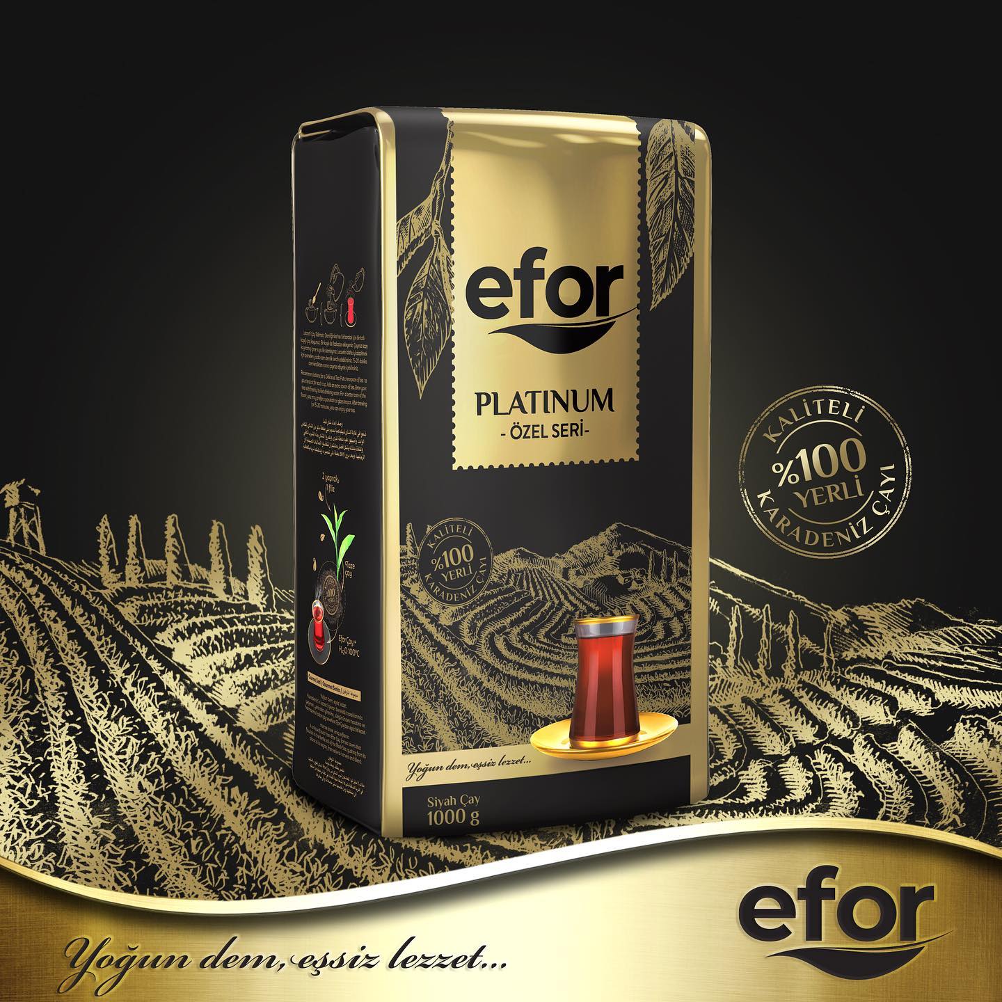 EFOR ÇAY Efor Platinum Siyah Dökme Çay 1.000gr X 3 Adet + Tomurcuk ...