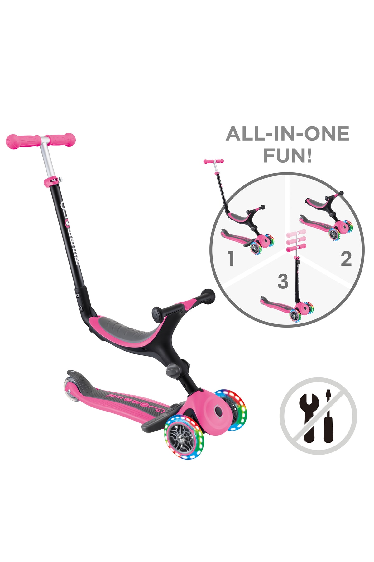 Globber Go Up Foldable Plus Işıklı Scooter - Pembe - Fiyatı, Yorumları