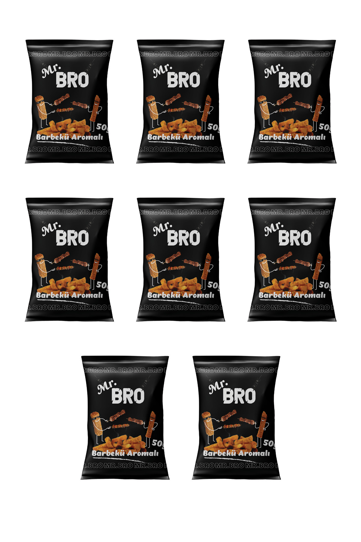 MR BRO Mr. Bro Barbekü Aromalı Atıştırmalık Kıtır Çubuklar 8 adet x 50g ...