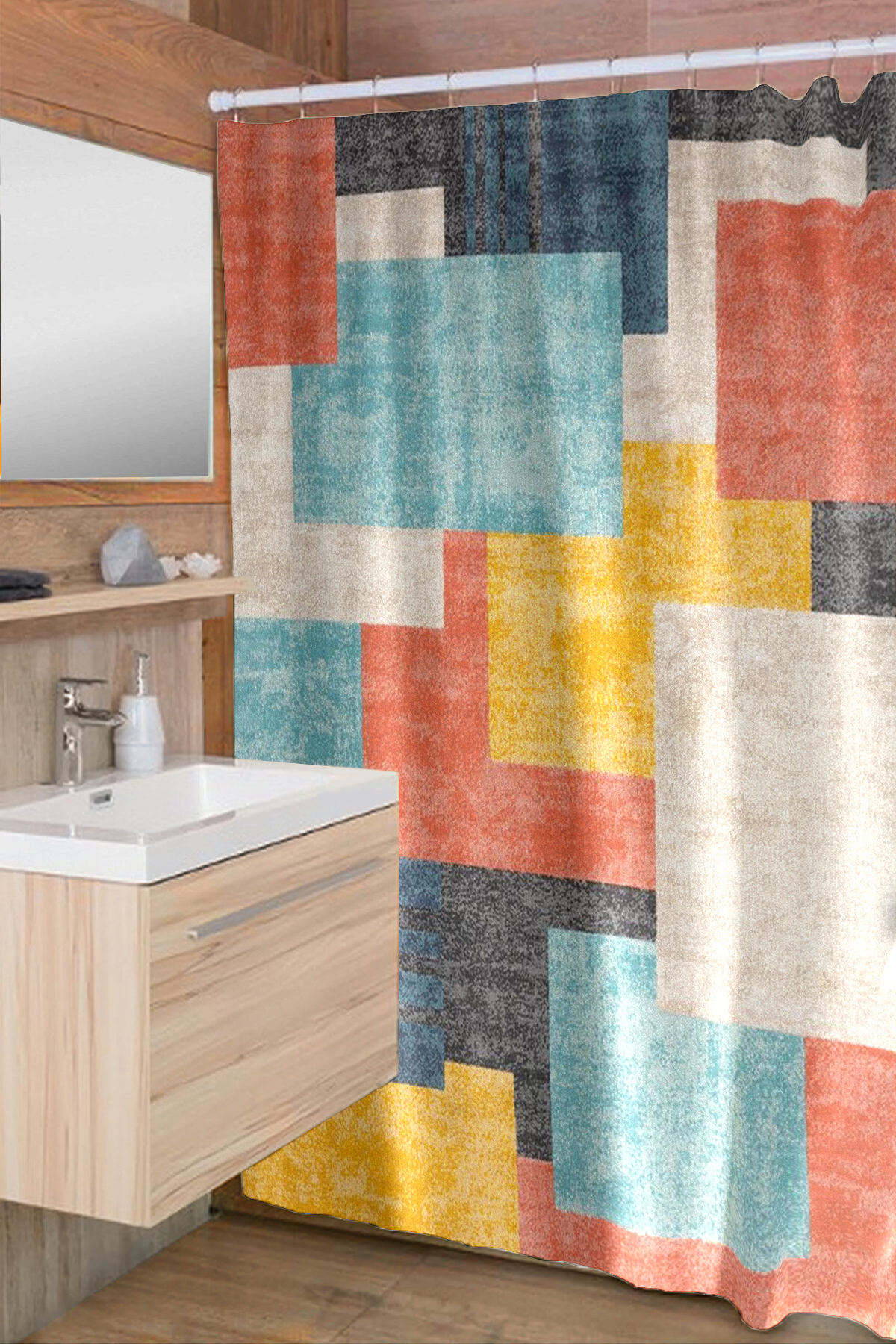 KARO DESIGN Renkli Bloklar Su Geçirmez Banyo ve Duş Perdesi Fiyatı ...