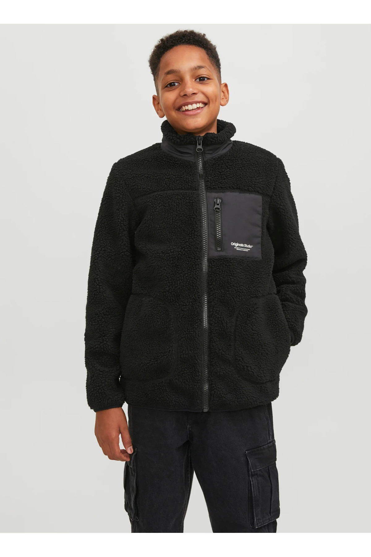 Jack & Jones Siyah Erkek Çocuk Mont JORVESTERBRO TEDDY JACKET JNR ...