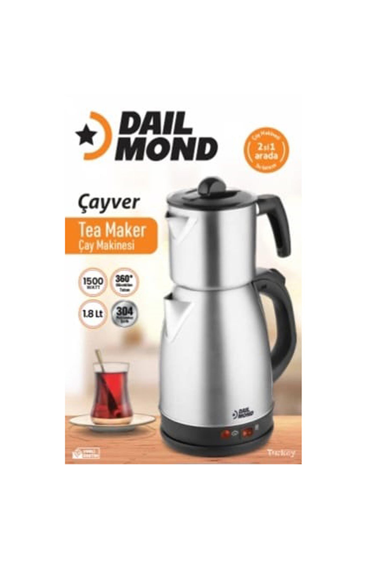 DAİLMOND Dailmond Çayver Elektrikli Çay Makinesi Paslanmaz Çelik Su ...