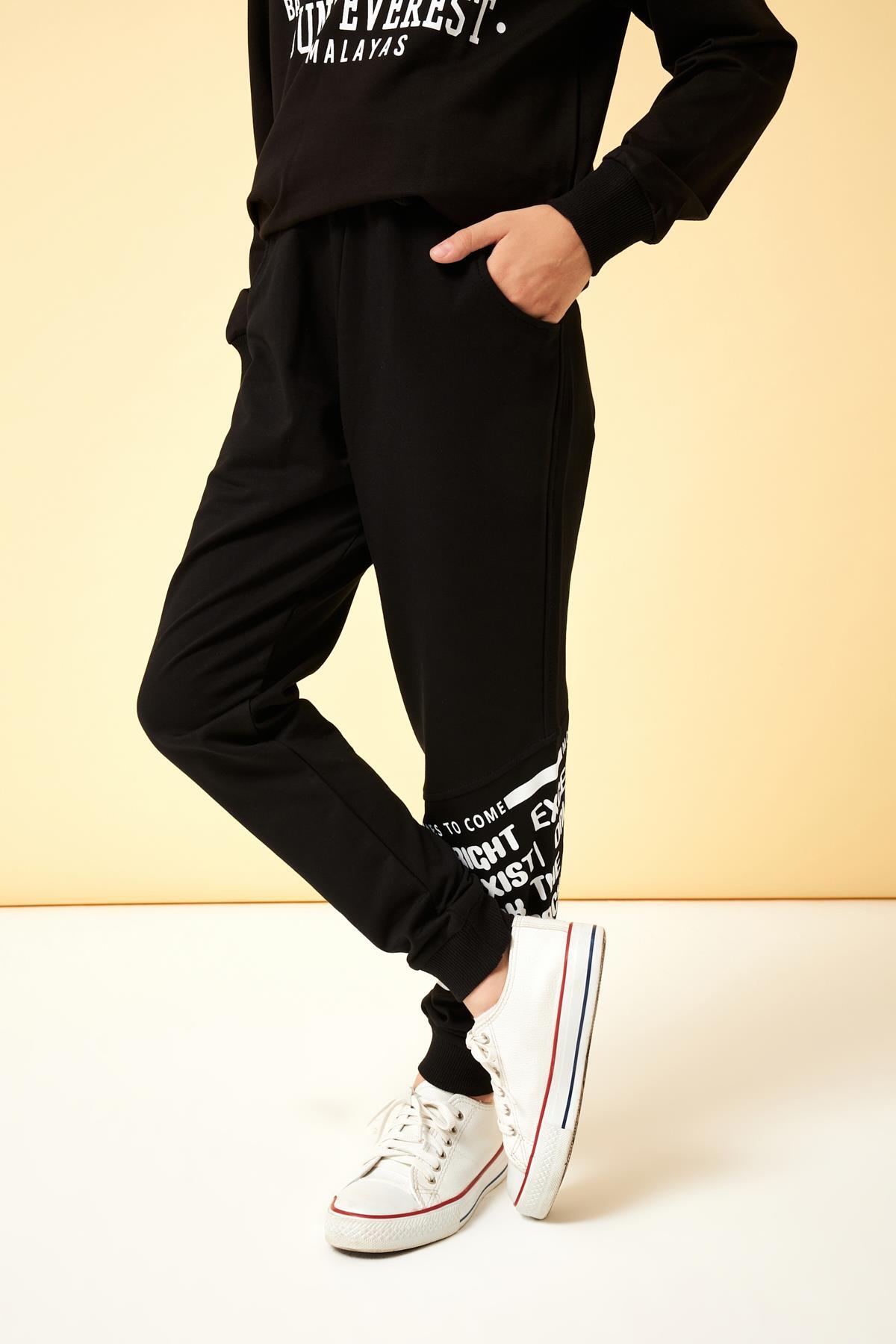 Perendi Never Look Baskı Detaylı Erkek Çocuk Eşofman Altı Siyah Fiyatı ...