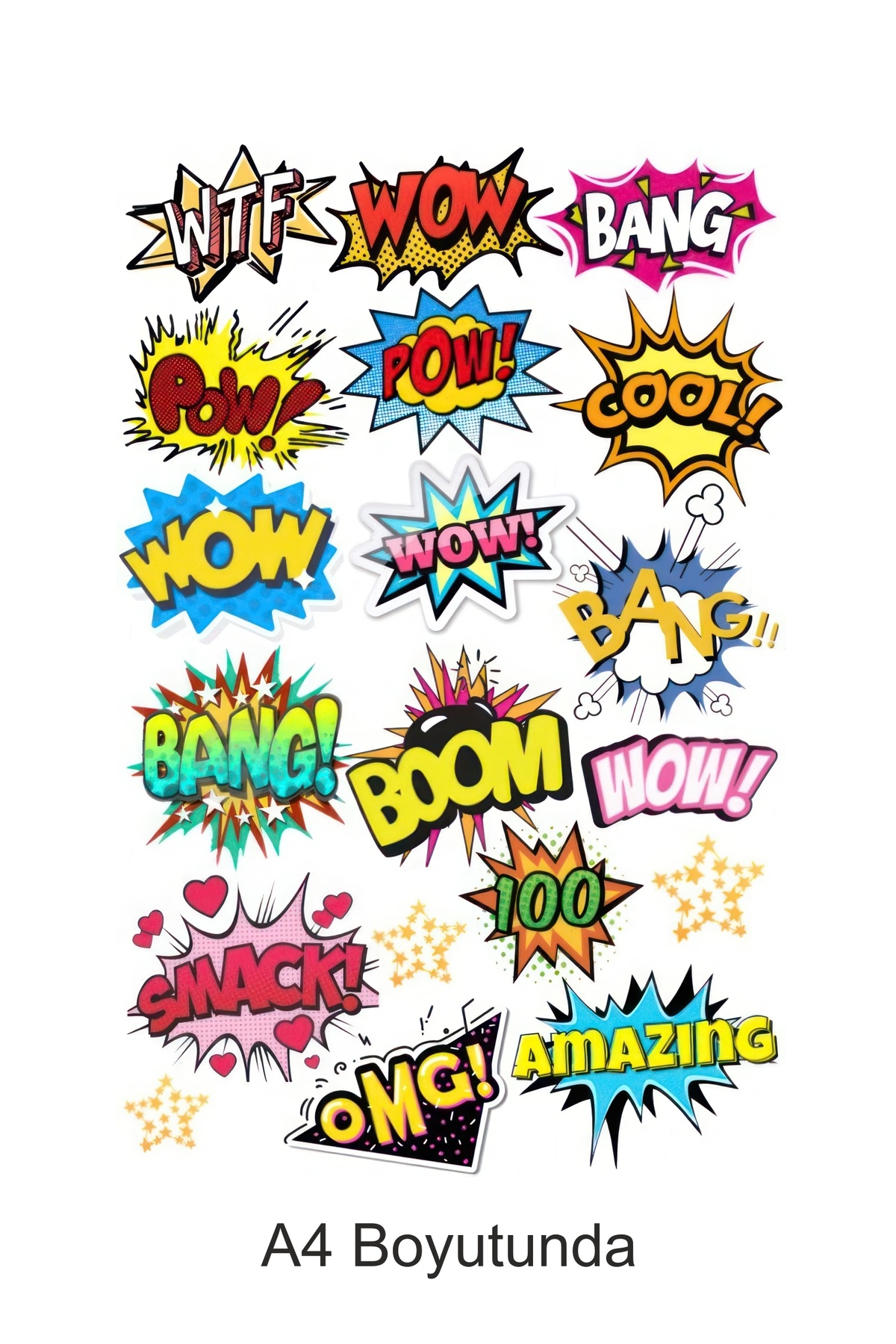 printiks Pow Boom Omg Amazing A4 Yenilebilir Süsü Pasta Kurabiye Şeker ...