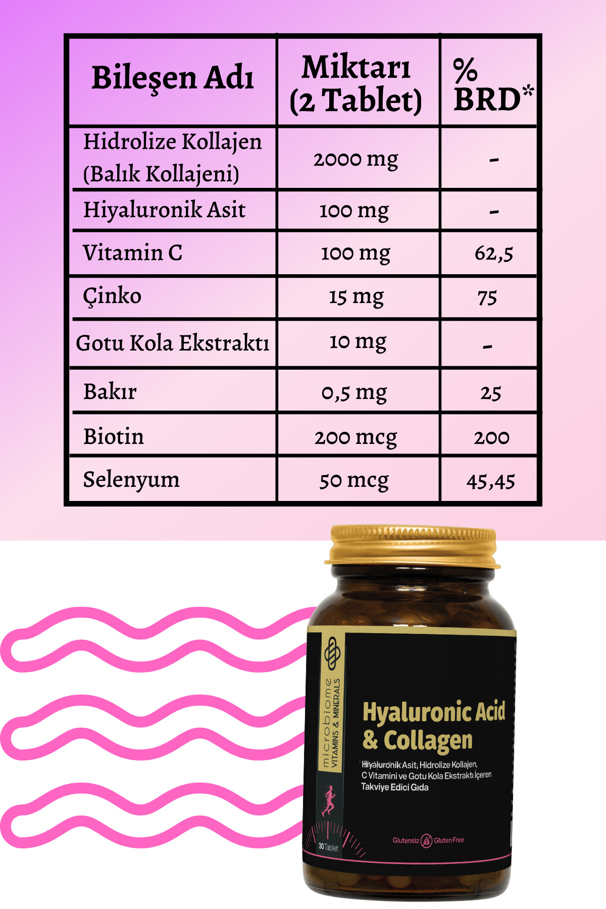 Microbiome Collagen & Hyaluronic Acid 30 Tablet (HİYALURONİK ASİT ...