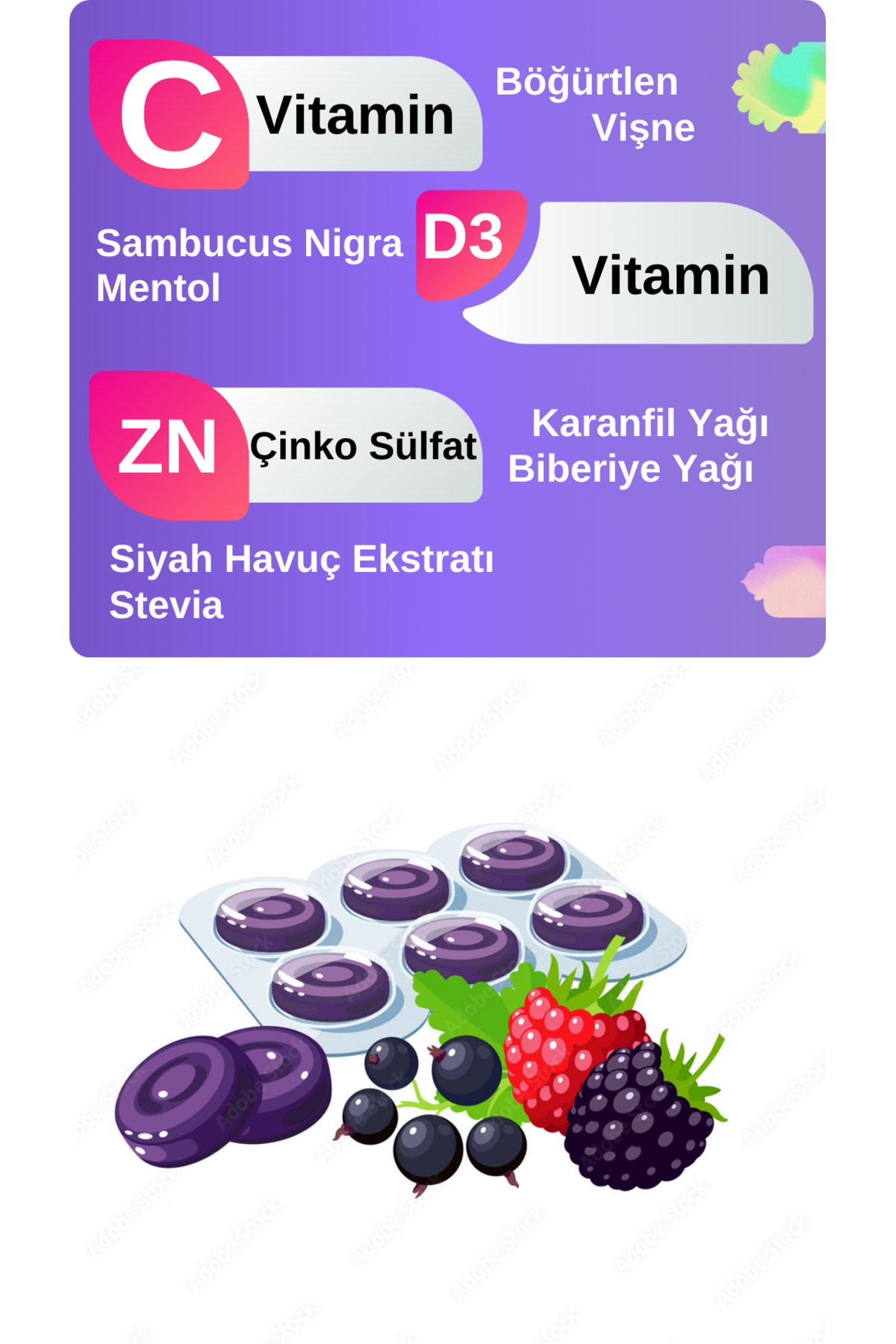 Stevia Coxil Duo Boğaz Pastili Çinko, C vitamini, D vitamini,ağız ...