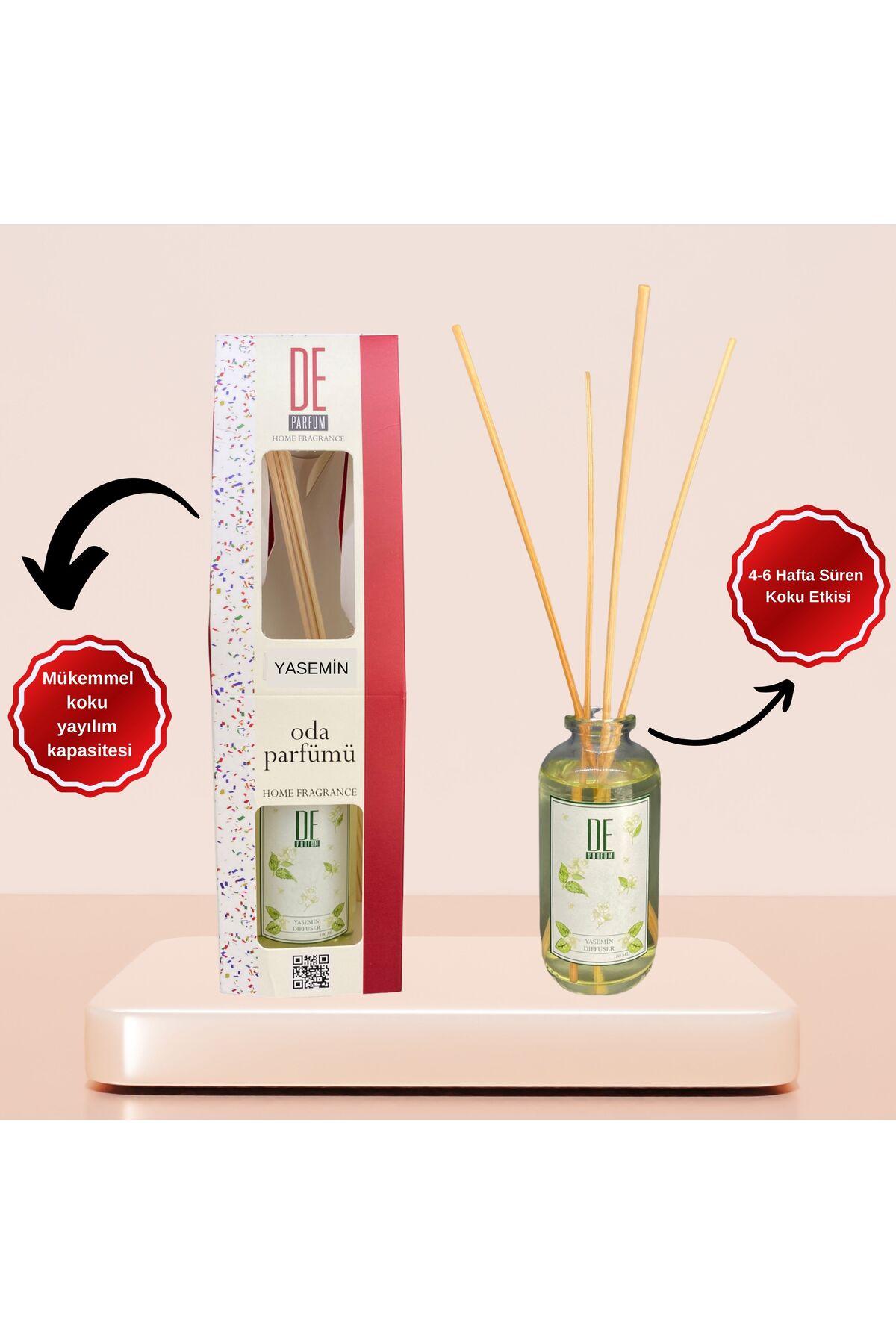 DeParfum Yasemin Çiçeği Kokulu Dekoratif 100 ml Bambu Çubuklu Oda ...