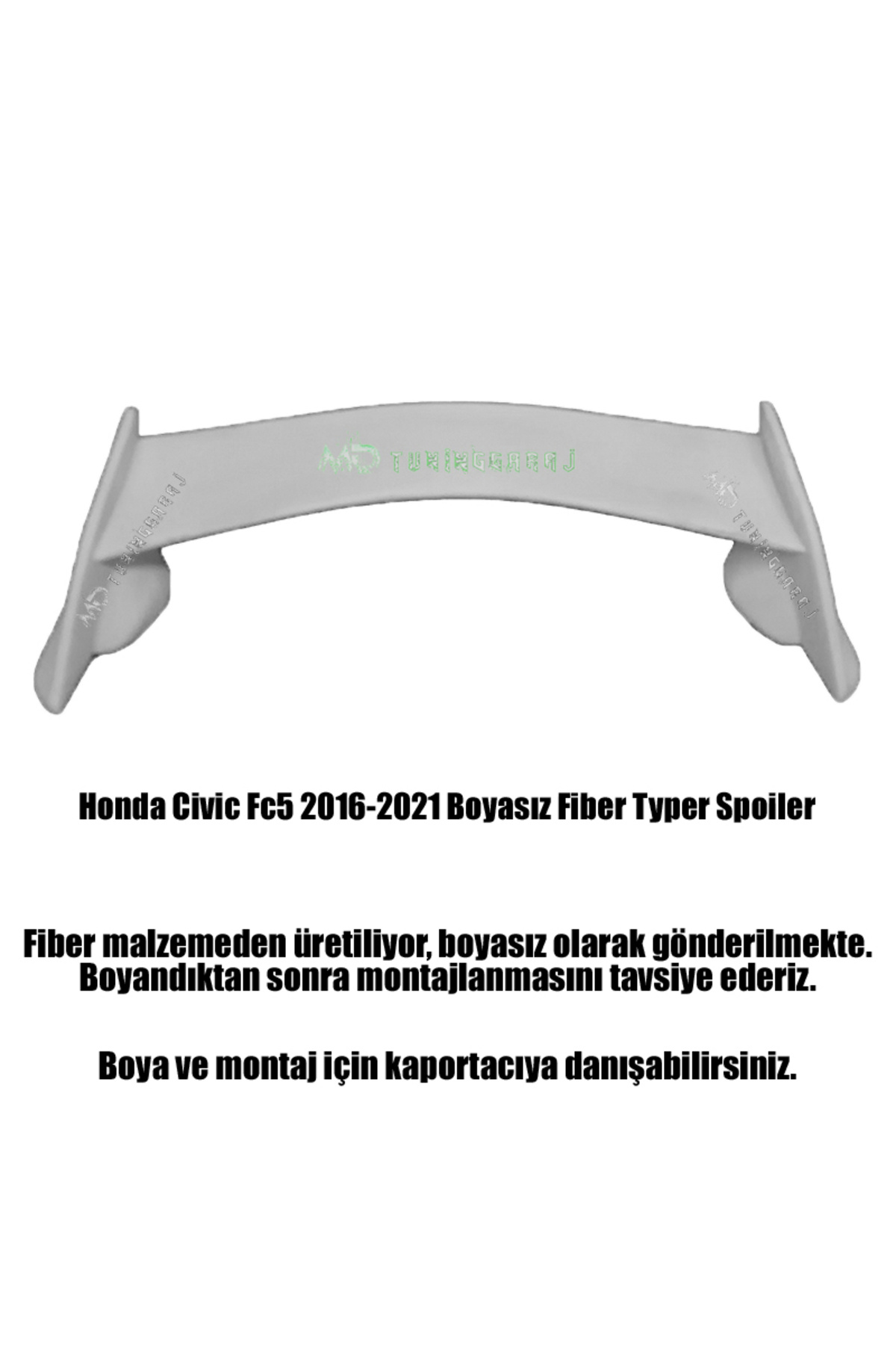 mdtuninggaraj Honda Civic Fc5 2016-2021 Boyasız Fiber Typer Spoiler ...