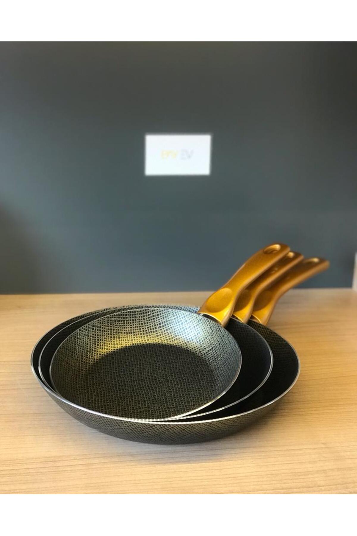 Bayev Ragnar Siyah 3'lü Tava Seti - 3 Boy Tava Omlet - Kızartma Ve Sos ...