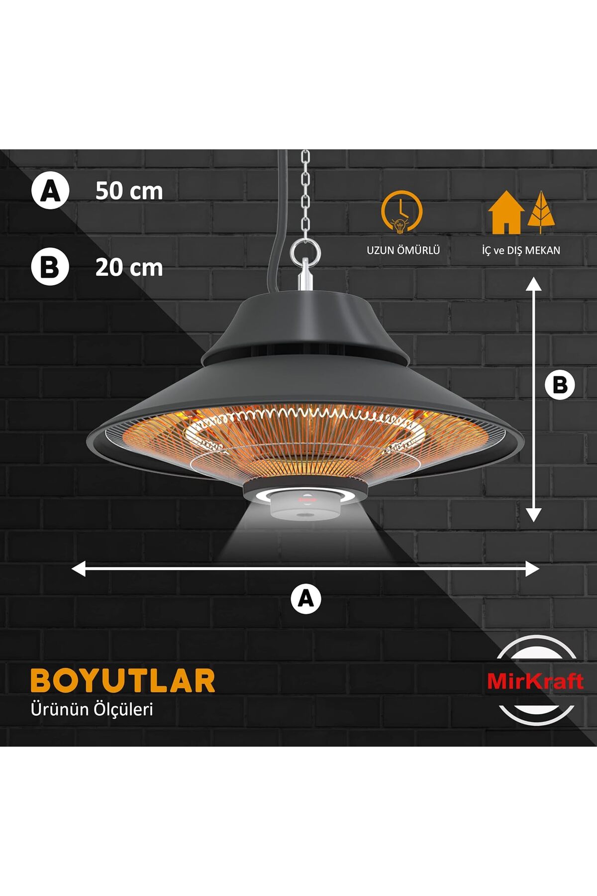 Mirkraft Elirg R.C. LED Işıklı Elektrikli Isıtıcı, 2000 W, Uzaktan ...