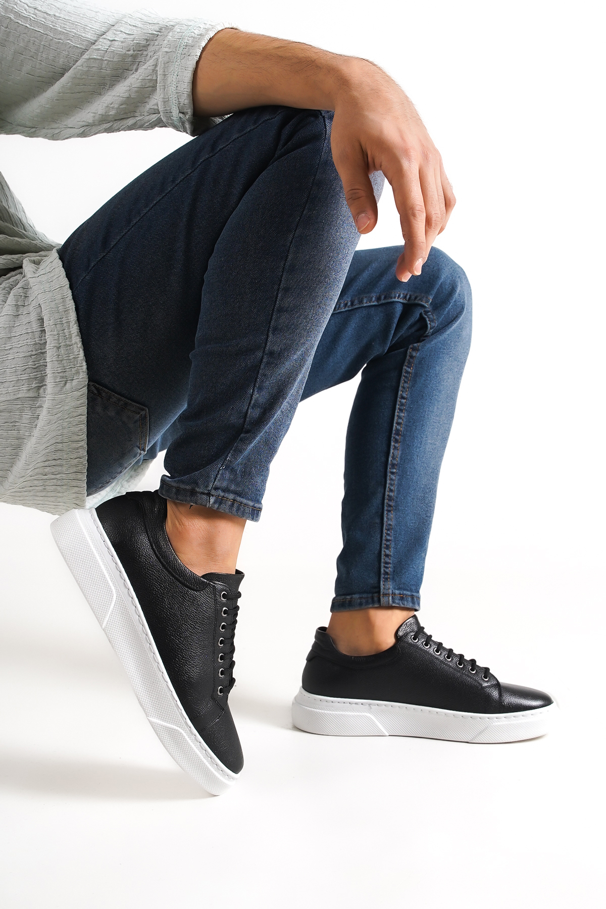 Deripabuc Hakiki Deri Siyah Erkek Deri Casual Ayakkabı Mrd11-0203 ...