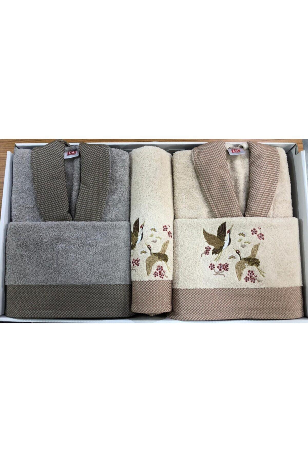 Taç Pure Cotton Aile Bornoz Seti Anka Bej - Vizon Fiyatı, Yorumları ...