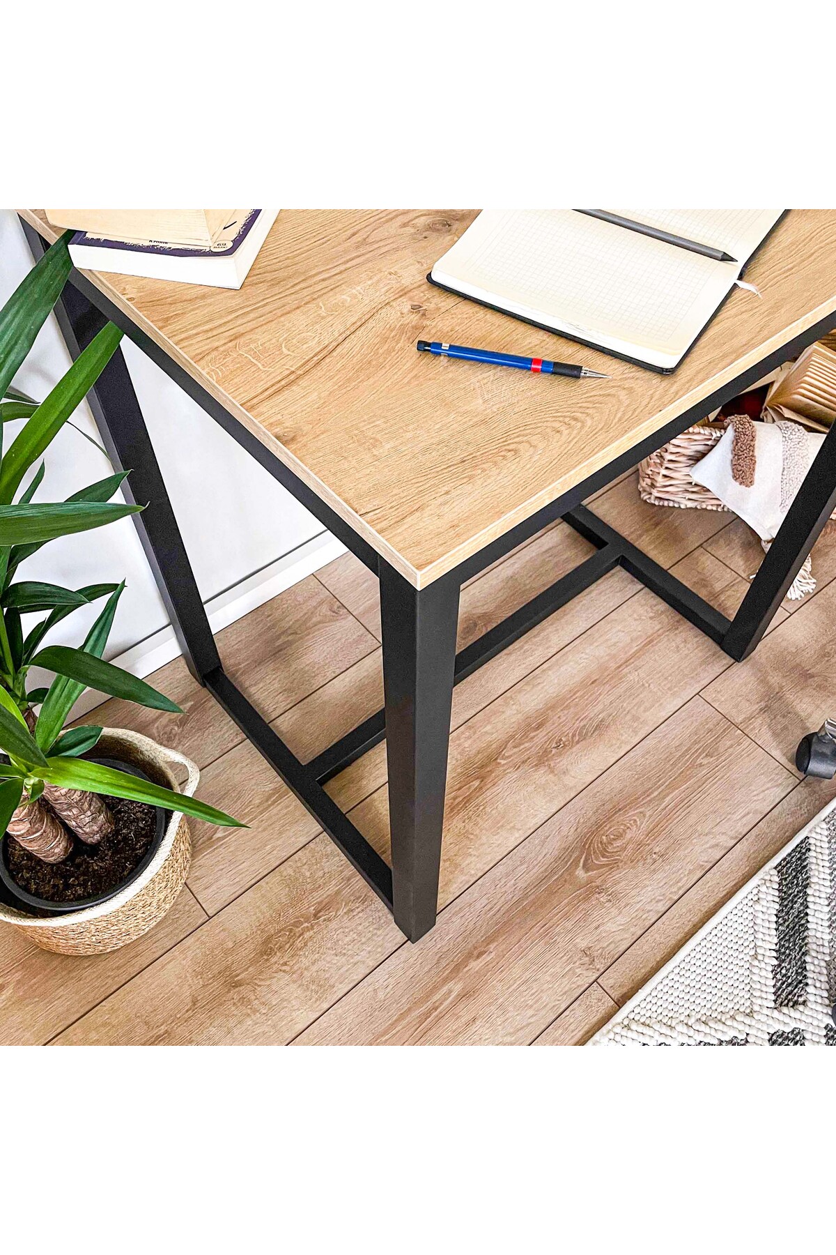 RUUMOD Hector 72 Çalışma Masası-siyah-meşe Ofis Masası Bilgisayar ...