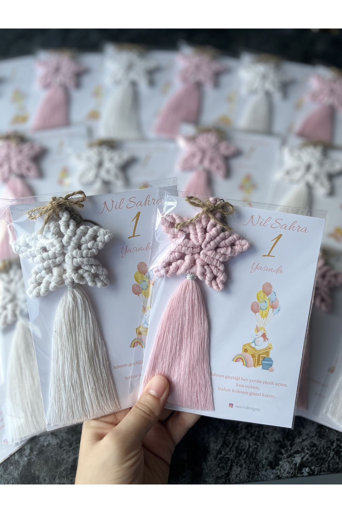 Suave Design Doğum Günü Hediyeliği Yıldız Makrome Anahtarlık 20 Adet ...