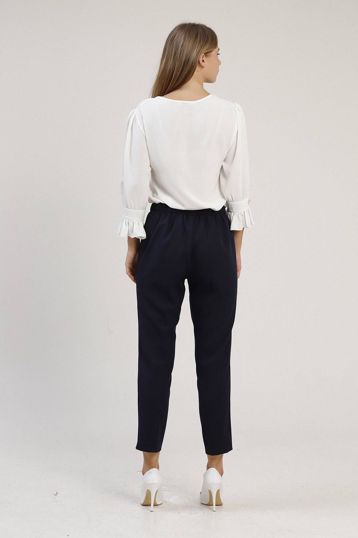 NELSA Lacivert Paça Beli Lastikli Dokuma Kadın Pantolon N230001 Fiyatı ...