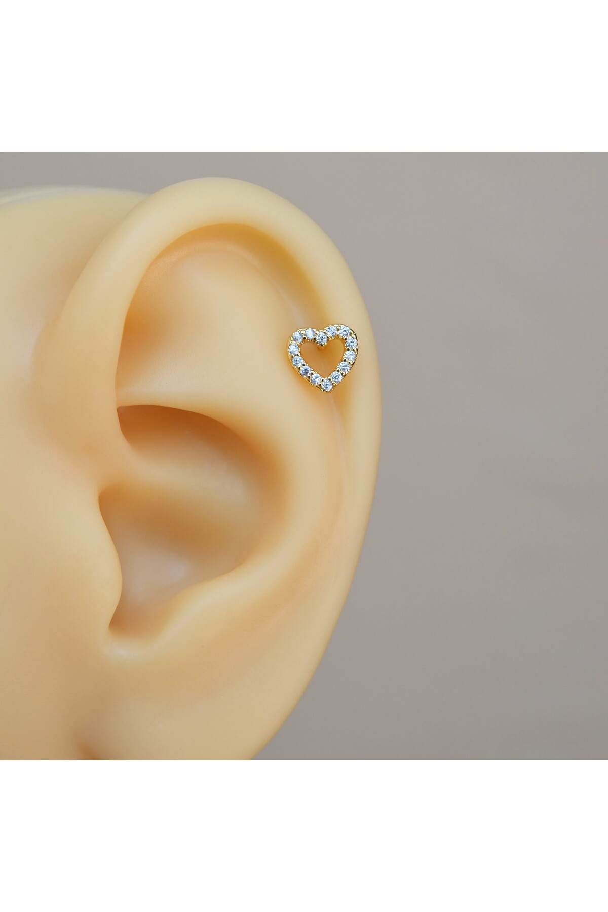 Heppii Gold Cerrahi Çelik Kalp Piercing Helix Lob Kıkırdak Tragus ...