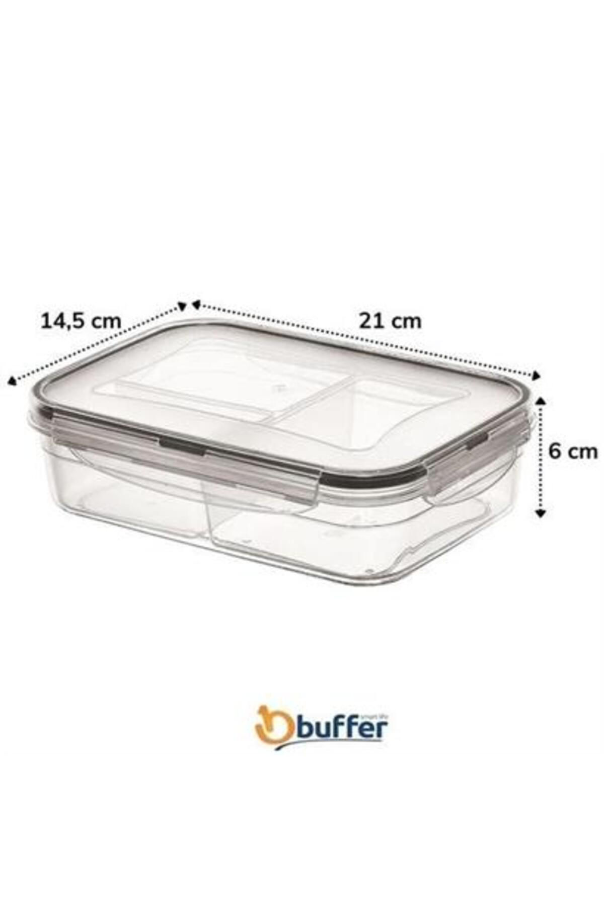 agishop BUFFER® 1 Liter Food Storage Container with 3 Compartments and ...