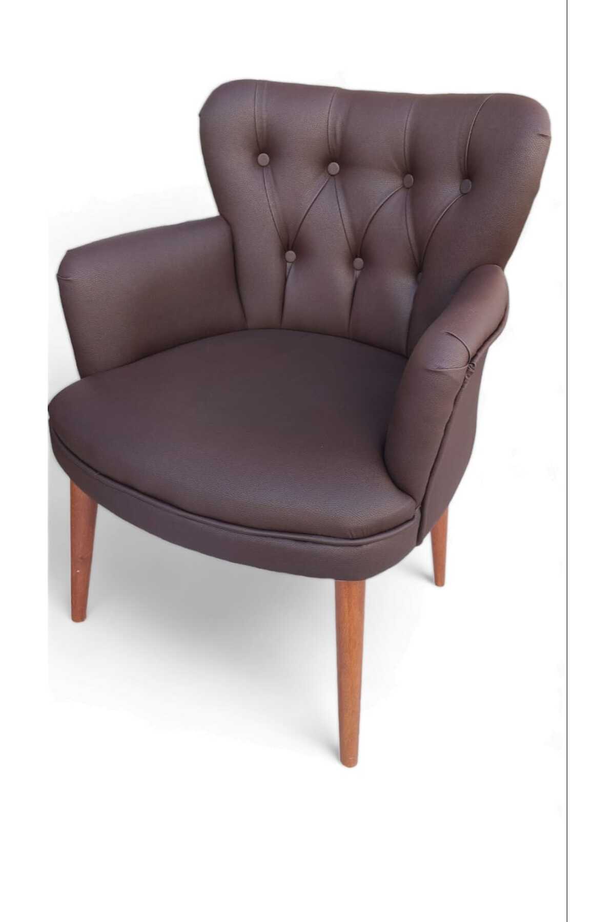 ARYANS HOME Kahverengi Deri Ahşap Ayaklı Kollu Ofis Koltuk Takımı ...